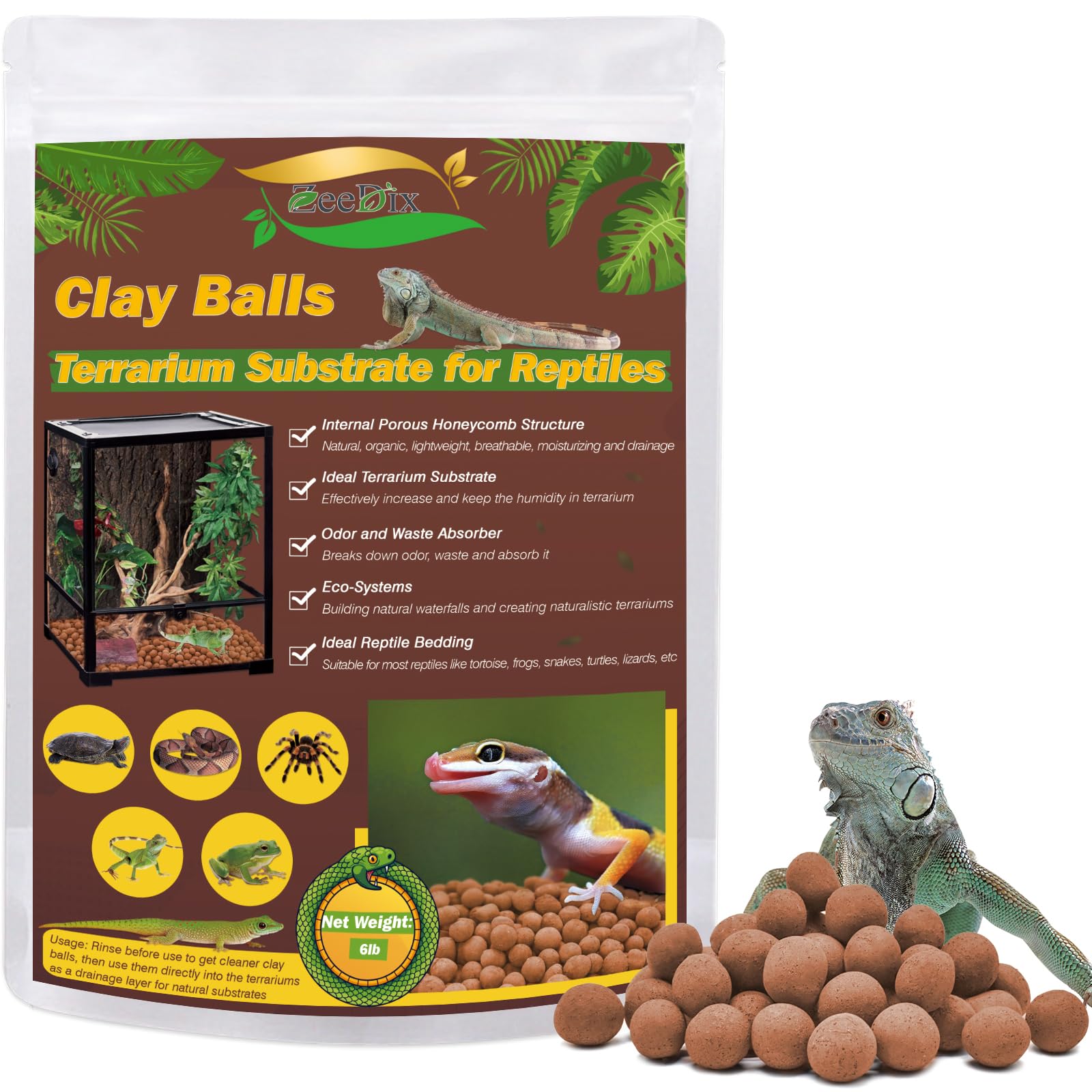 Amazon.com : ZeeDix 6LBS Expanded Clay Balls for Reptile Terrarium ...