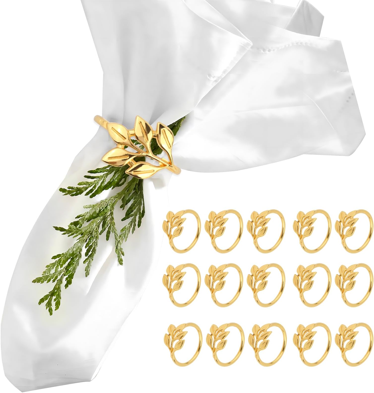 8 Pieces Gold Napkin Rings, Christmas Tree Napkin Rings Metal Napkin ...