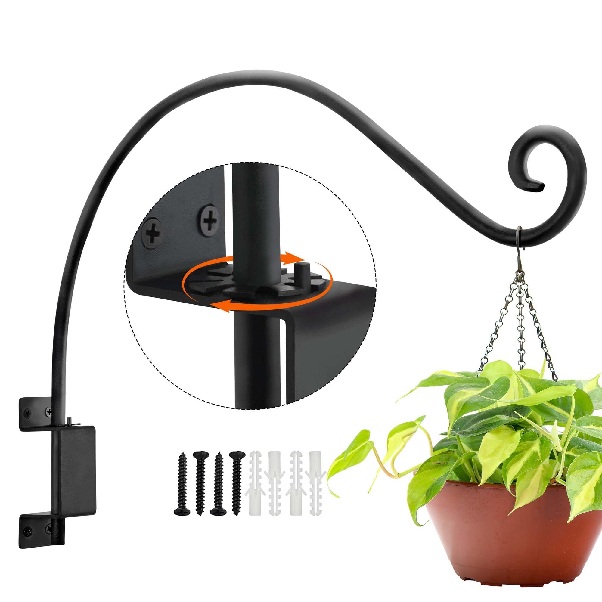 Amazon.com: Lifyzoon Swivel Hanging Plant Bracket Outdoor: Long Swivel ...