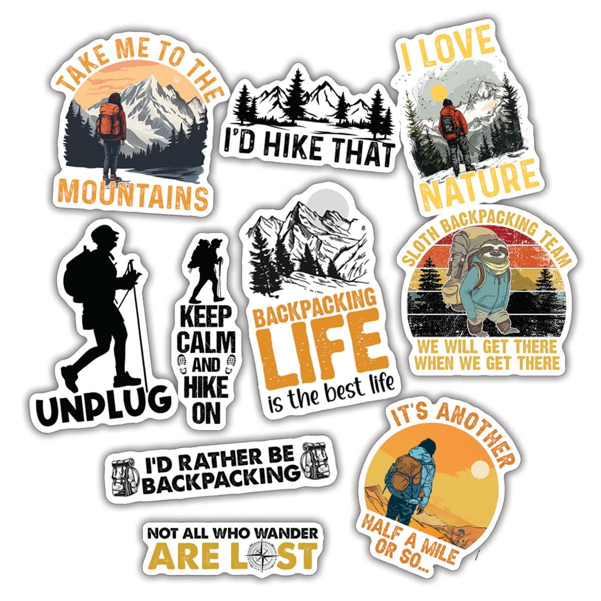Amazon.com: (10pcs) Backpacking Stickers Funny Backpacking Hiking ...