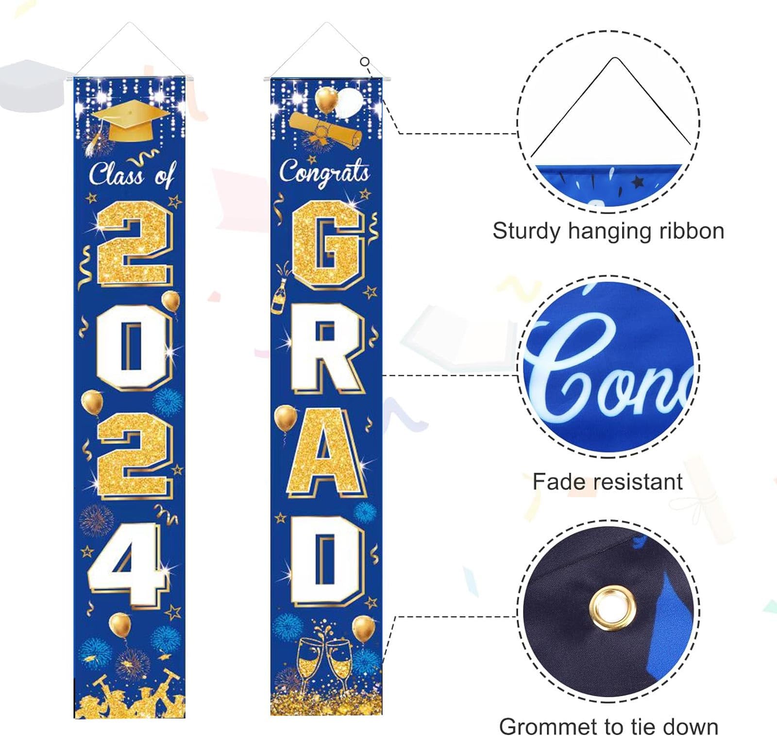 Snapklik.com : Class Of 2024 Graduation Decorations Navy Blue And Gold ...