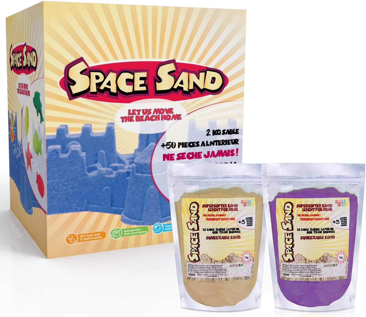 Leo & Emma Space Sand 1.8 kg with 50 pieces shapes, numbers, letters ...