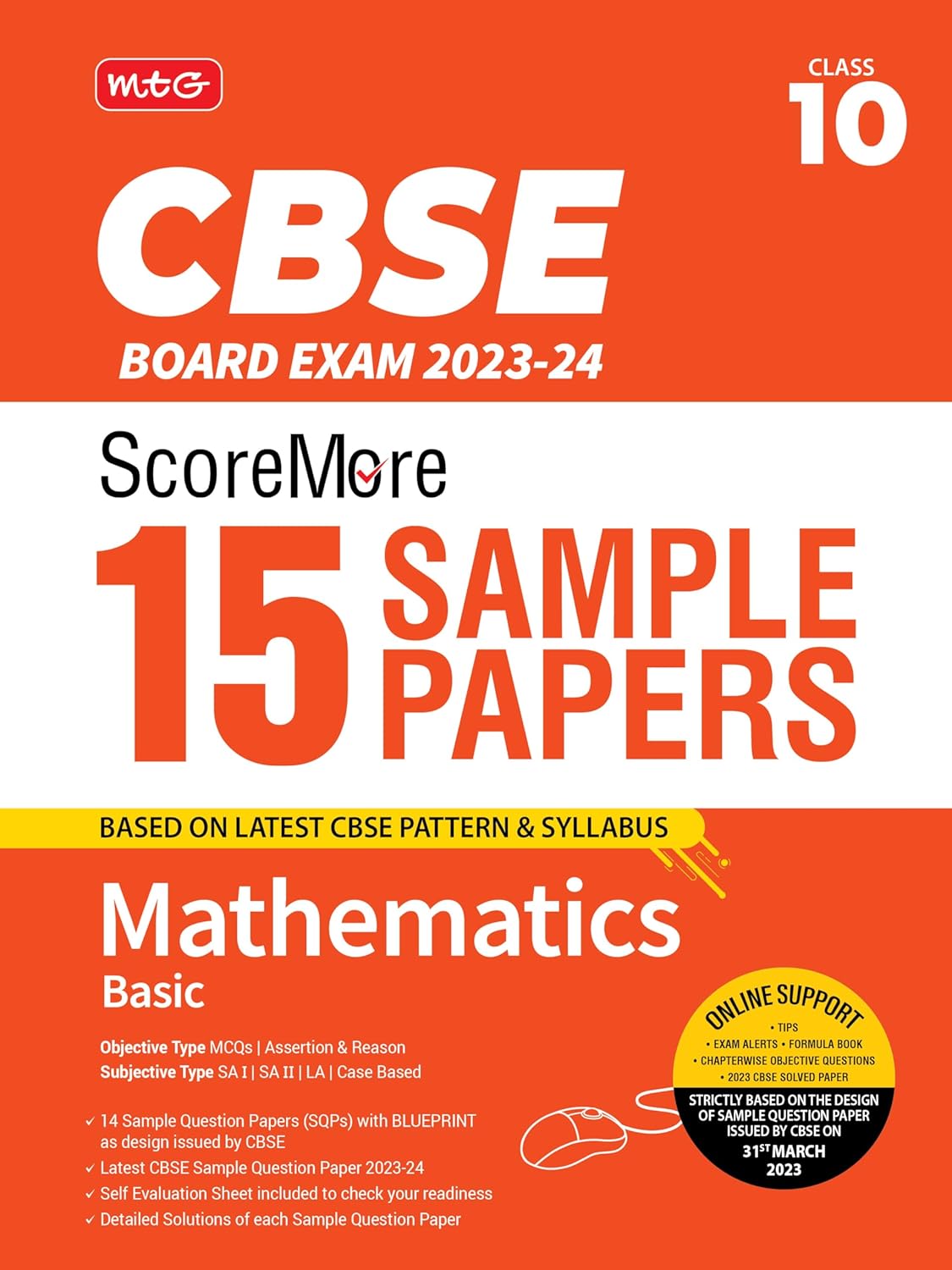 MTG CBSE ScoreMore 15 Sample Question Papers Class 10 Mathematics Basic ...
