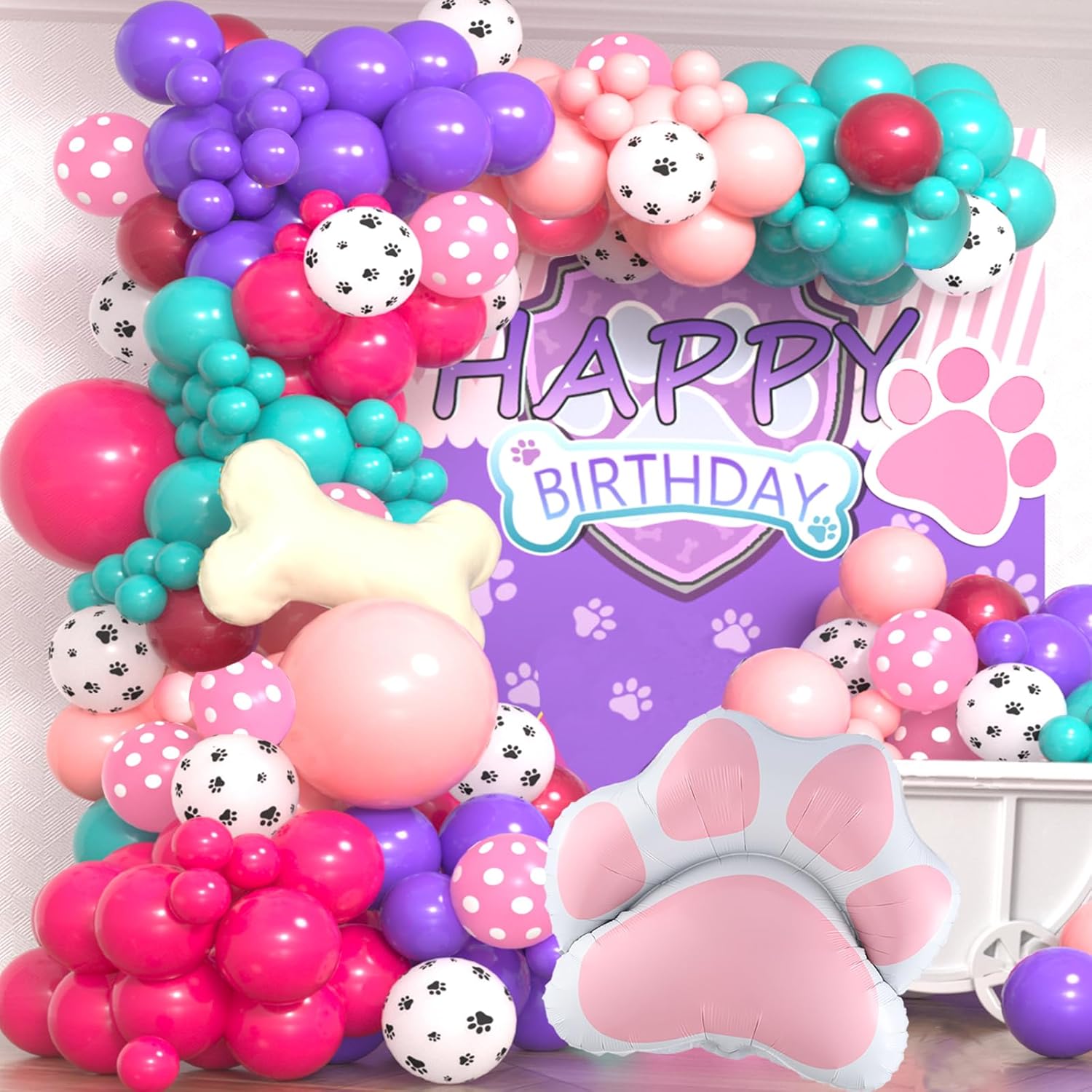 Amazon.com: Paw Balloons Garland Arch Kit with Dog Bone Paw Print Foil Balloons for Girls Puppy ...