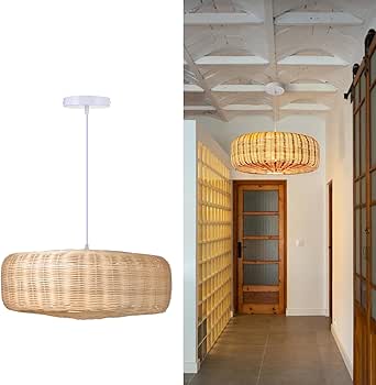 Arturesthome Rattan Pendant Lights, Wicker Chandelier Boho Basket ...