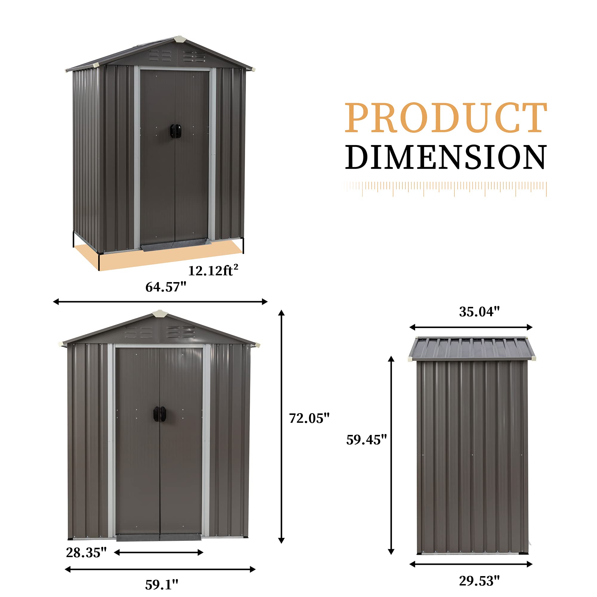 (Similarly)Vongrasig 5 x 3 x 6 FT Outdoor Storage Shed Clearance with ...