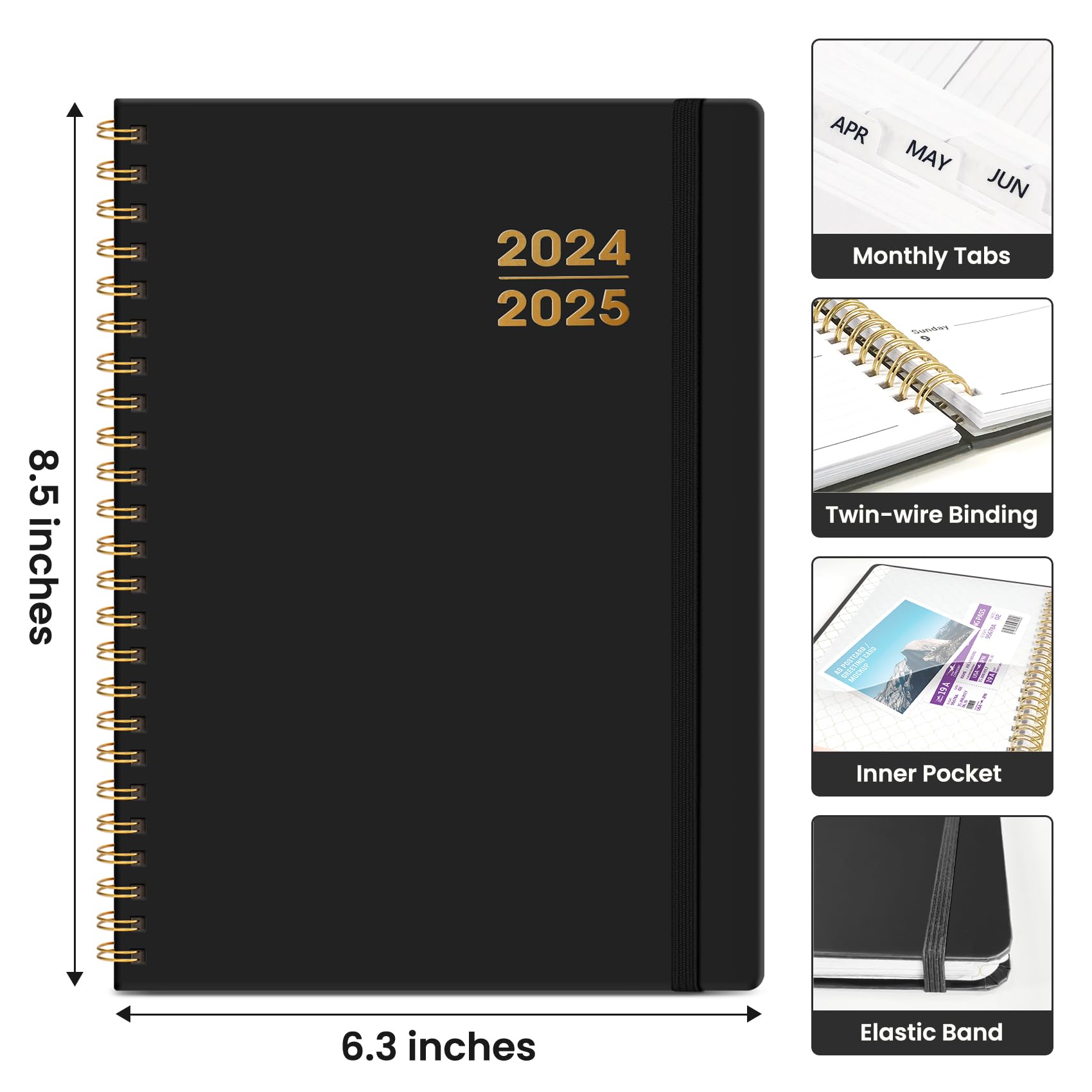 Snapklik.com : Style1 Black Academic Planner 2024-2025, Monthly ...