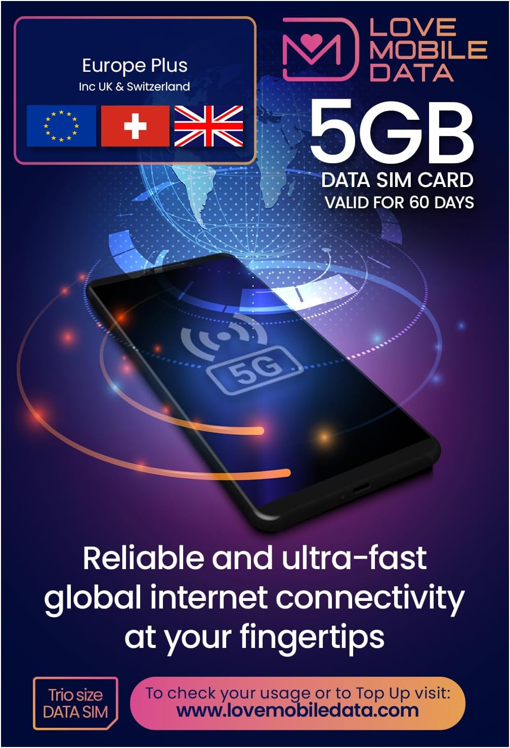 O2 SIM Card UK & EUROPE (ROAM FREE) PREPAID PAYG £10 Bundle - 8GB ...