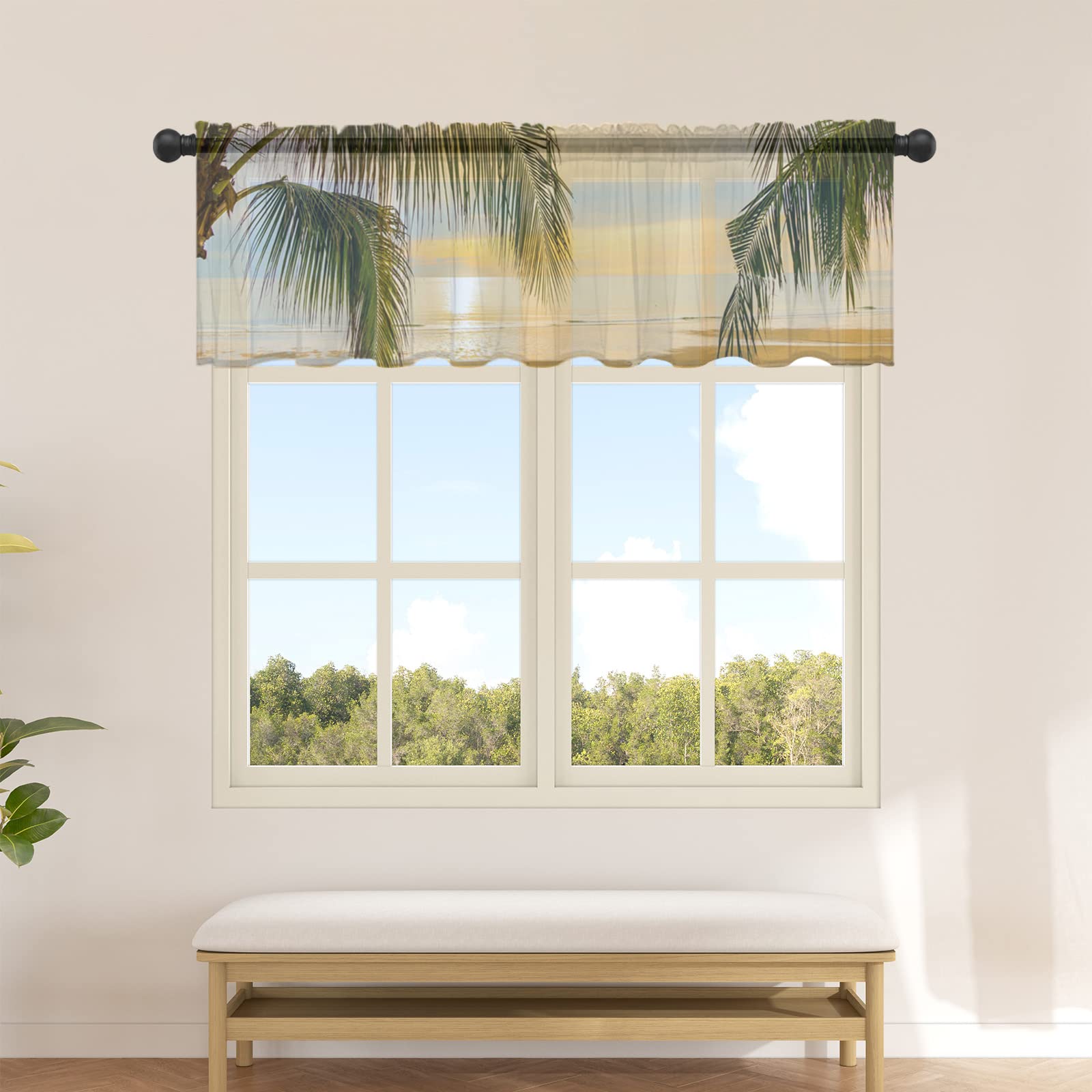 Amazon.com: Sheer Valances for Windows Rod Pocket Kitchen Valance ...