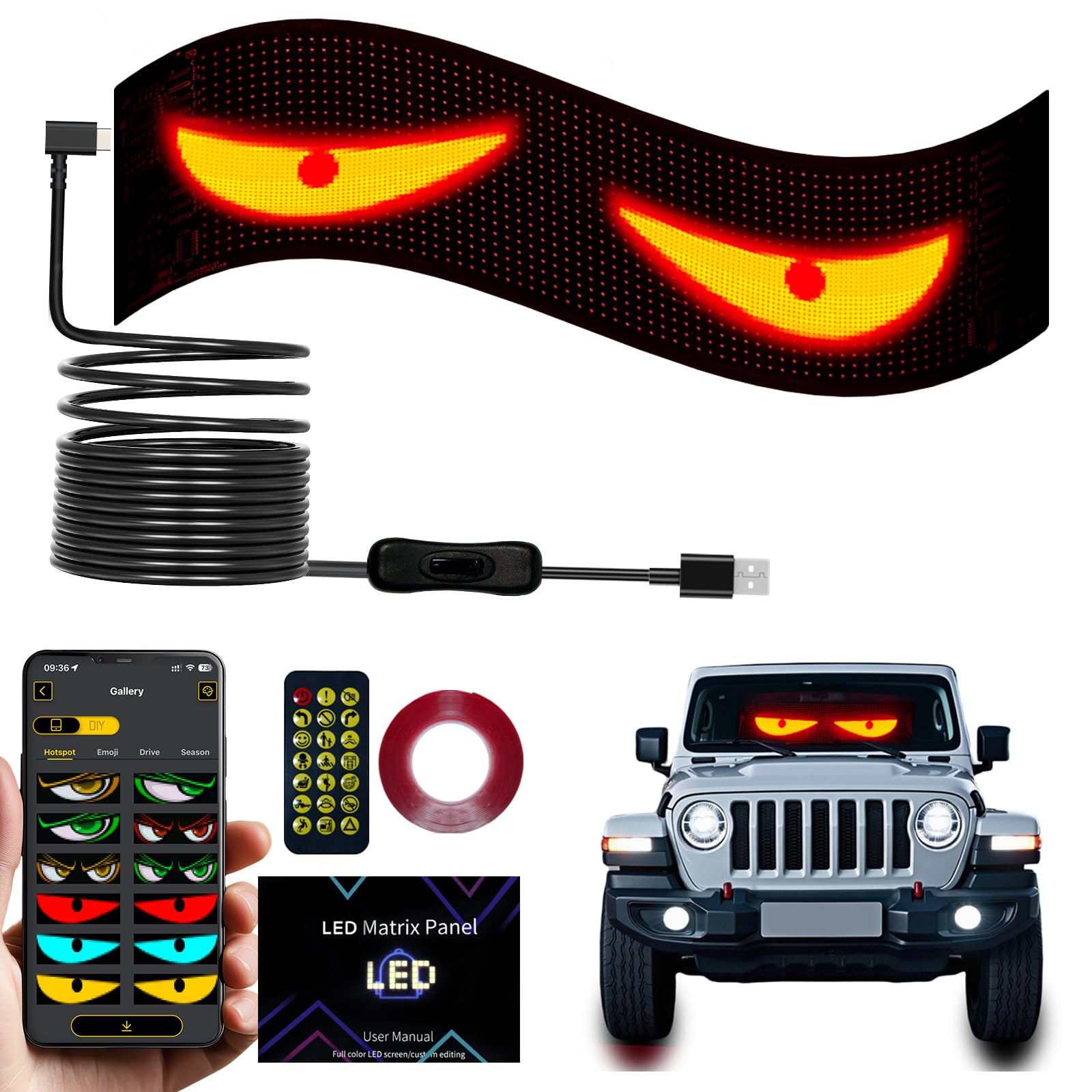 Truck Lights 2PCS Devil Eyes Light For Cars,23.6x4.72in Dynamic Big LED ...
