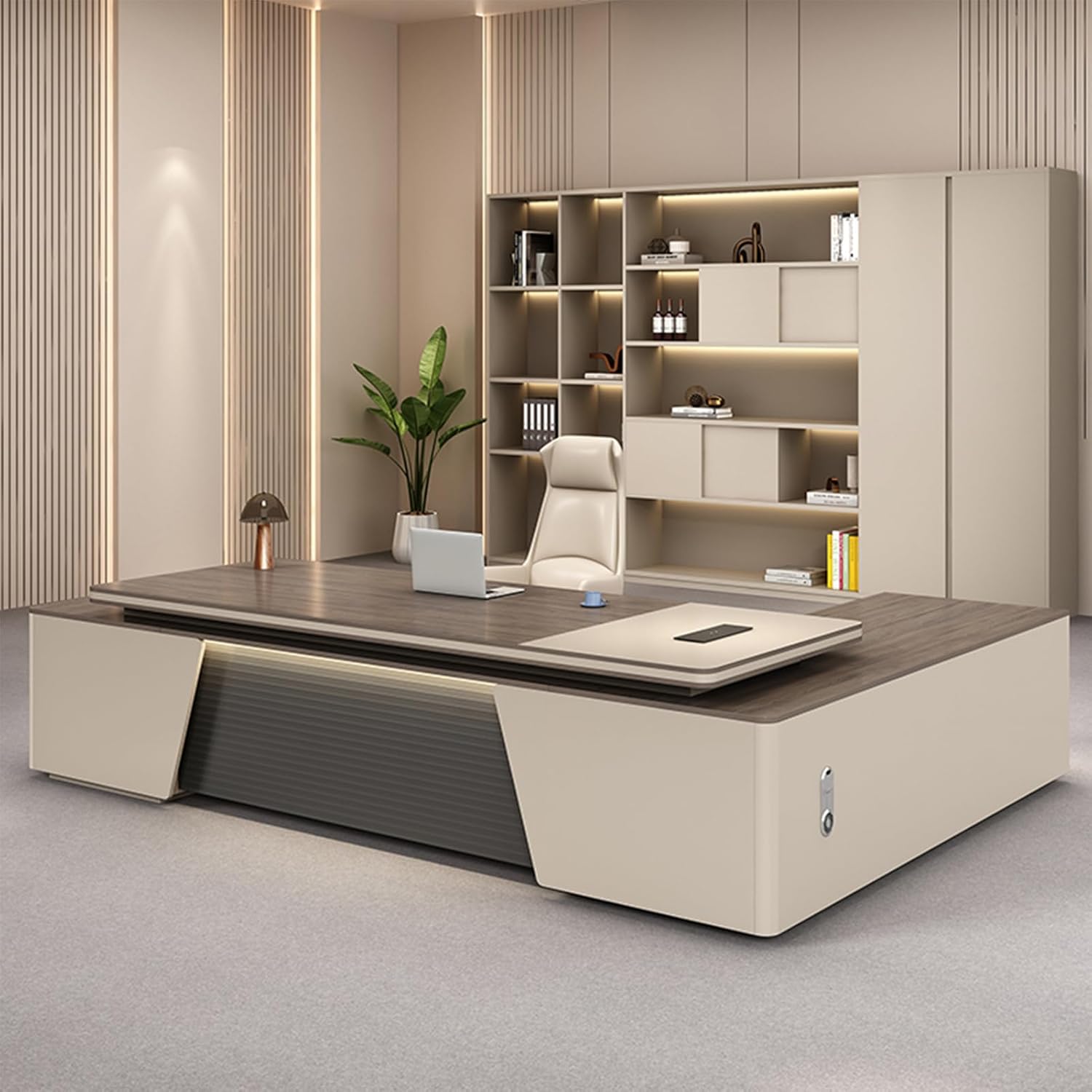 Amazon.com: HONGYISHI Modern Executive Desk with LED Light, Office Desk ...