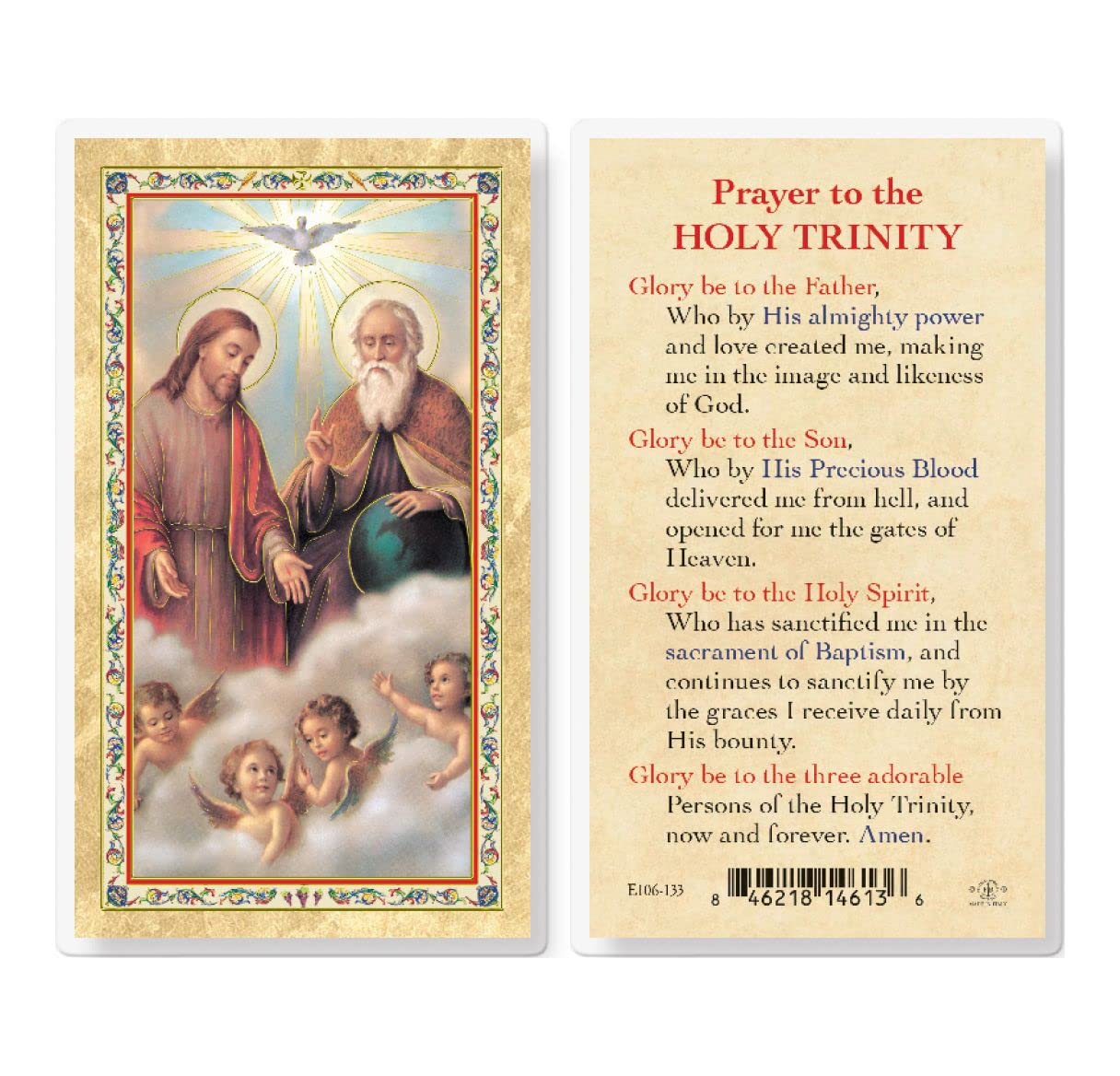 Amazon.com : Prayer to The Holy Trinity Gold Stamped Laminated Holy ...