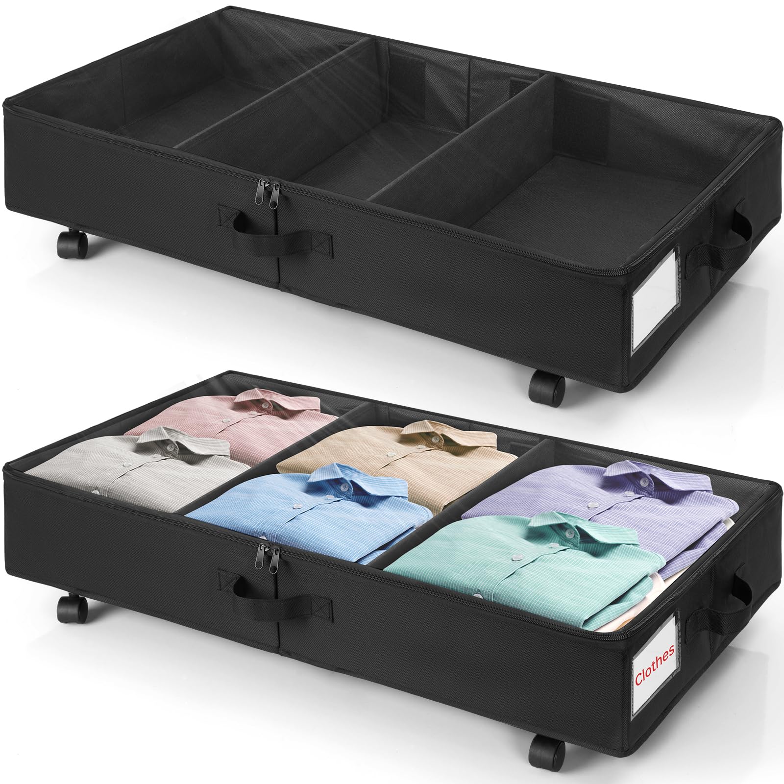 Amazon.com: Under Bed Storage With Wheels 49L Underbed Storage ...