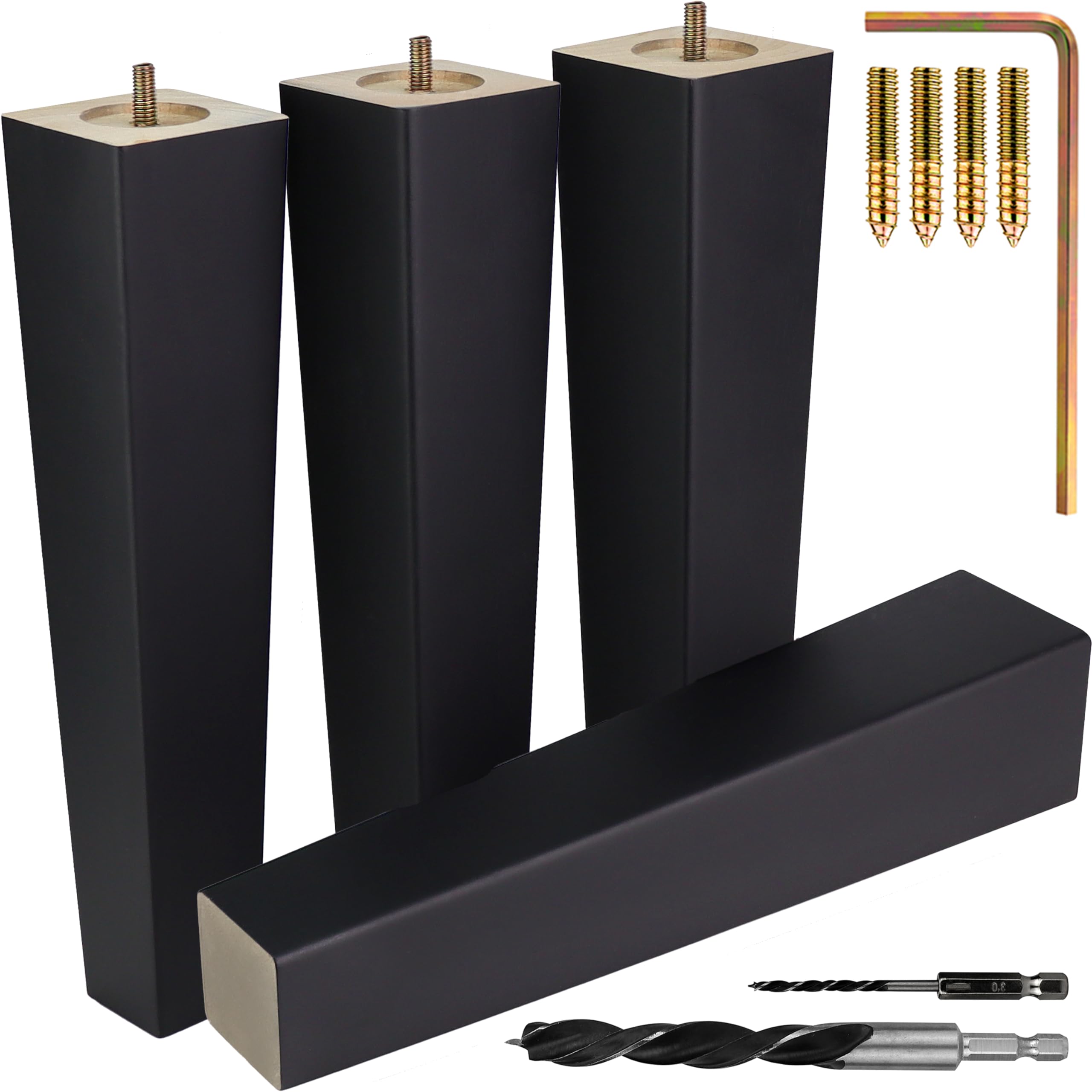 Amazon.com: Airy Abode Black Square Furniture Legs Set of 4 - Pick Your ...