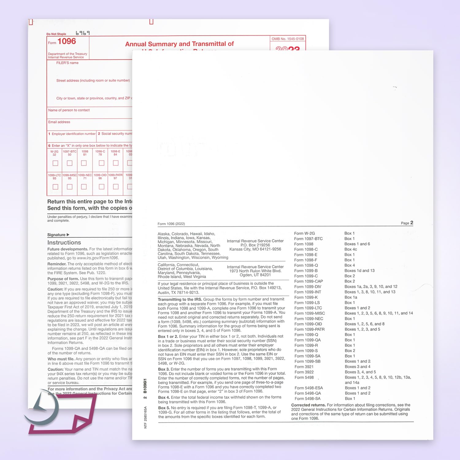 Snapklik.com : NextDayLabels - 1096 Transmittal 2023 Tax Forms, For Laser Or Inkjet Printers ...