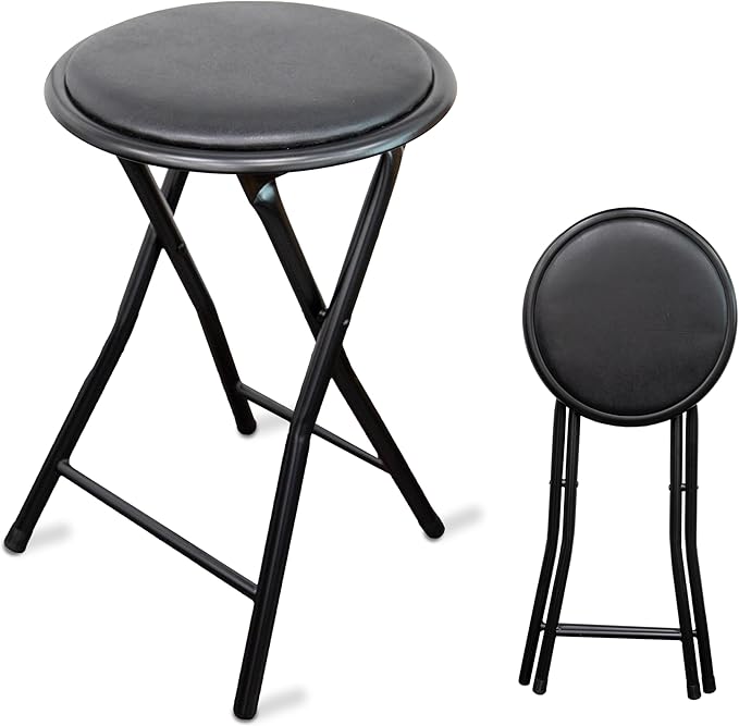 EPISENT Folding Stool Seat Round Compact - Padded Folding Stool Back ...