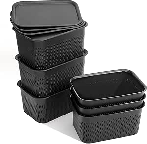 Amazon.com: AREYZIN Set of 6 Plastic Storage Baskets for Organizing ...