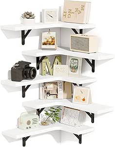 Amazon.com: Fixwal Floating Shelves for Wall, Rustic Wood Wall Mounted Corner Shelf for Bathroom ...