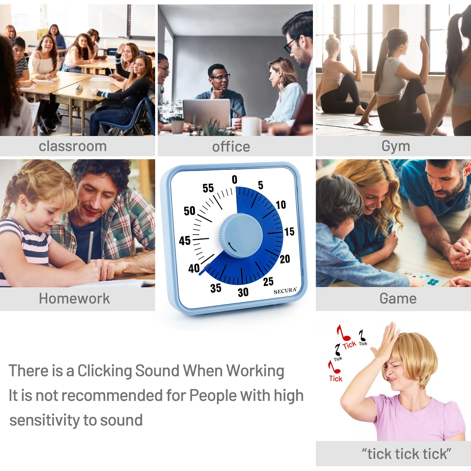 Snapklik.com : Secura 7.5 Inch Visual Timer, 60 Minute Visual Oversize ...