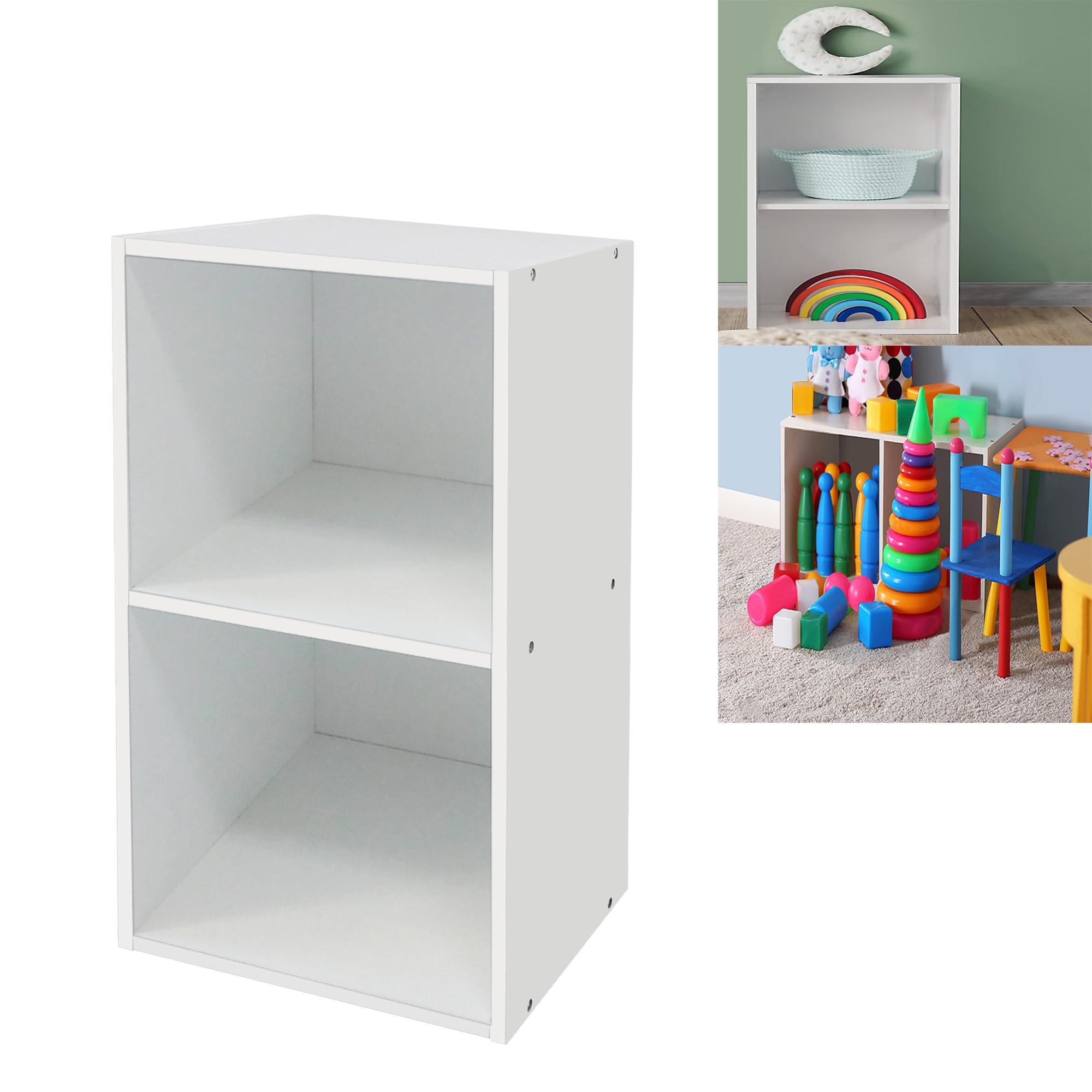 ANSIMIDA Cube Bookcase 2 Tier Cubes Storage Unit MDF Bookshelf with ...