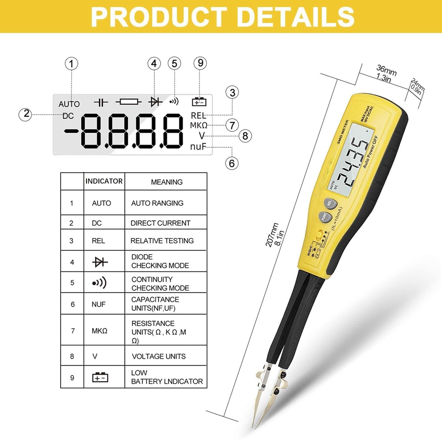 Snapklik.com : AIOMEST Digital SMD Tester, Handheld DMM Resistance ...