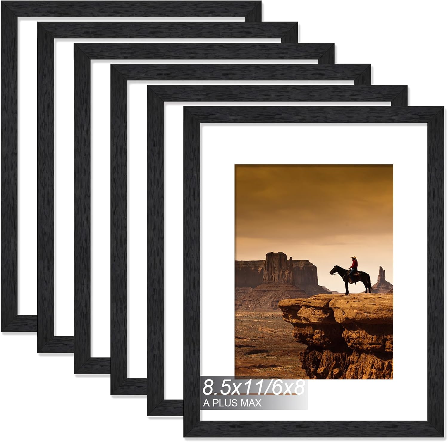 Amazon.com - A PLUS MAX 8.5 x 11 Picture Frame Set of 6, Engineered Wood Frame Display Photo 6x8 ...