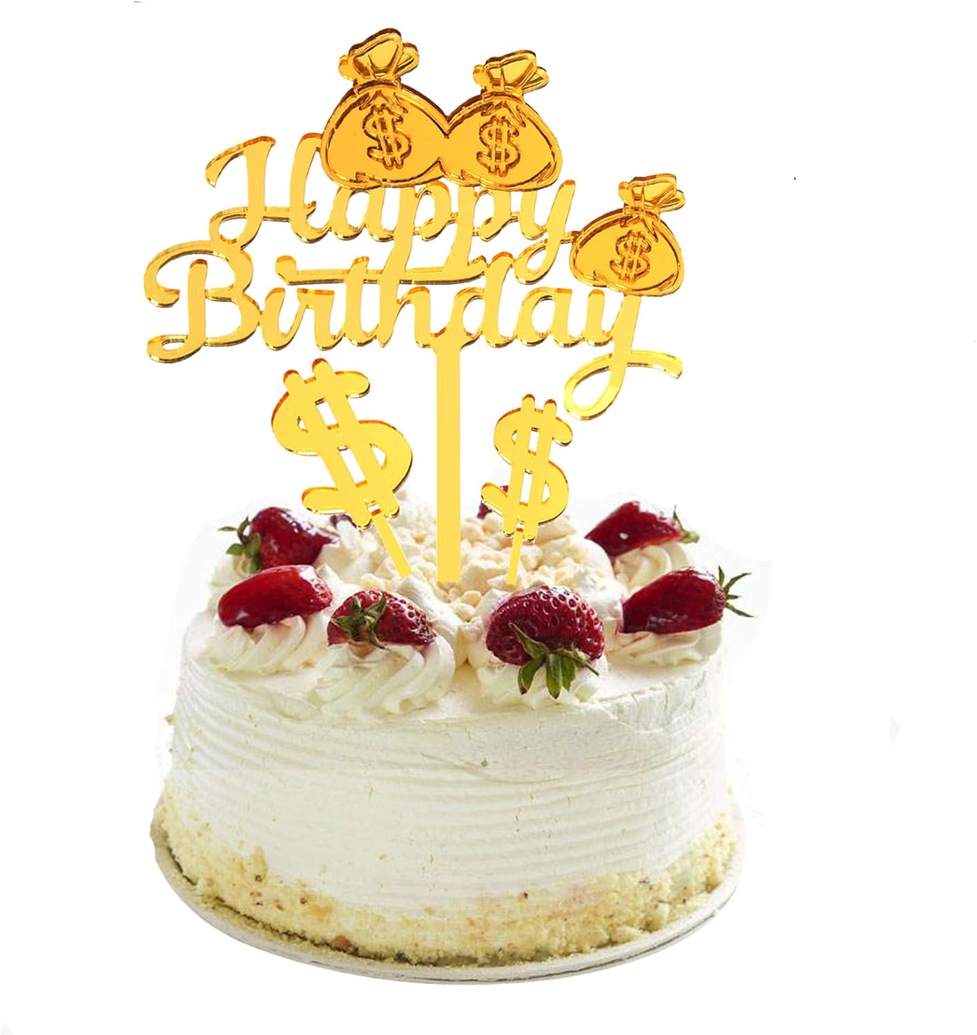Amazon.com: Money Dollar Happy Birthday Cake Topper Acrylic : Grocery ...