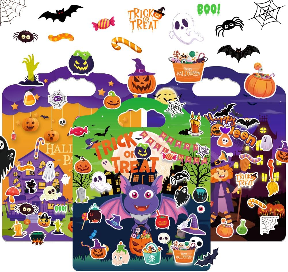 Amazon.com: Halloween Reusable Sticker Book for Kids 2-4, 3 Sets, 120 ...