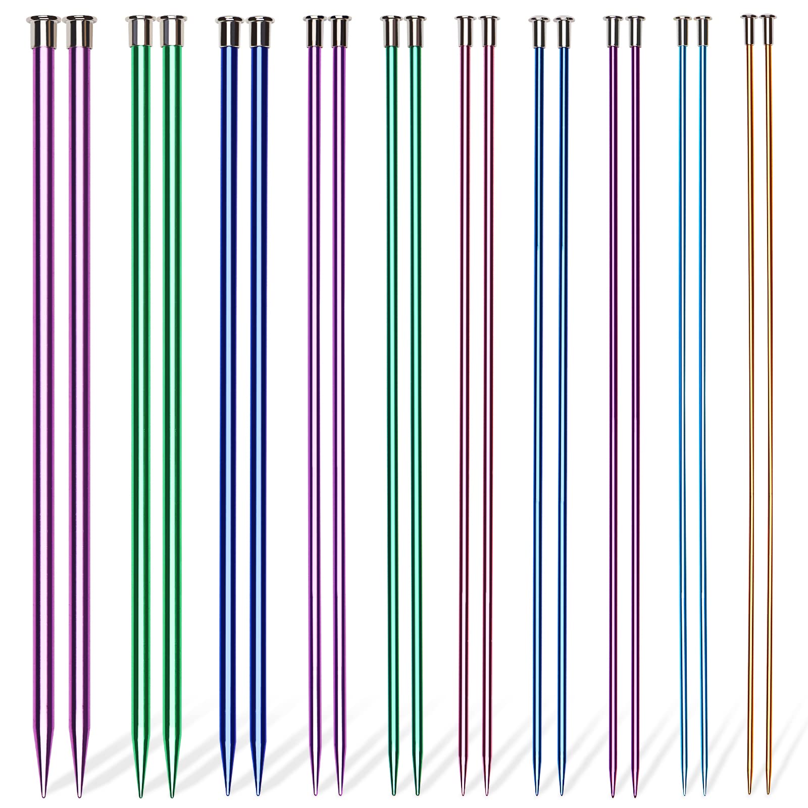 Aeelike Knitting Needles Set Beginners, 35cm Aluminium Coloured ...