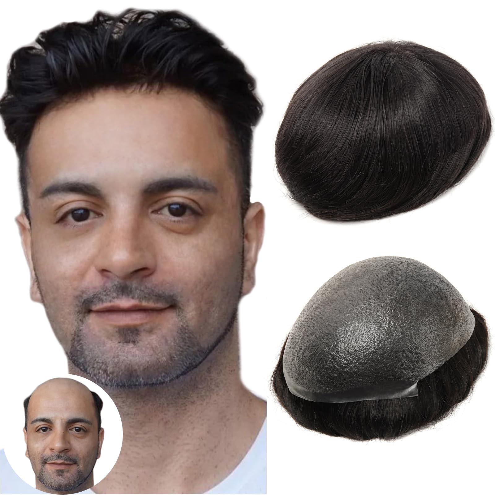 Snapklik.com : 0.08mm Thin Skin Toupee Hair For Men, V-looped Real ...
