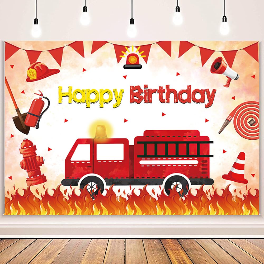 5x3ft Fabric Backdrop CORFOTO 5x3ft Fire Station Backdrop - Firetruck ...
