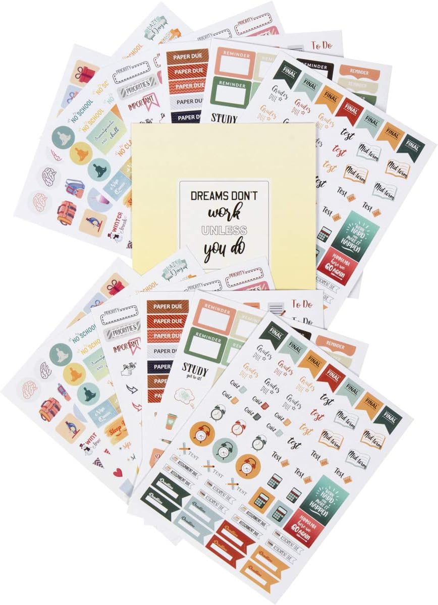 Amazon.com: Student Planner Stickers –12 Sheets Of College Stickers And ...