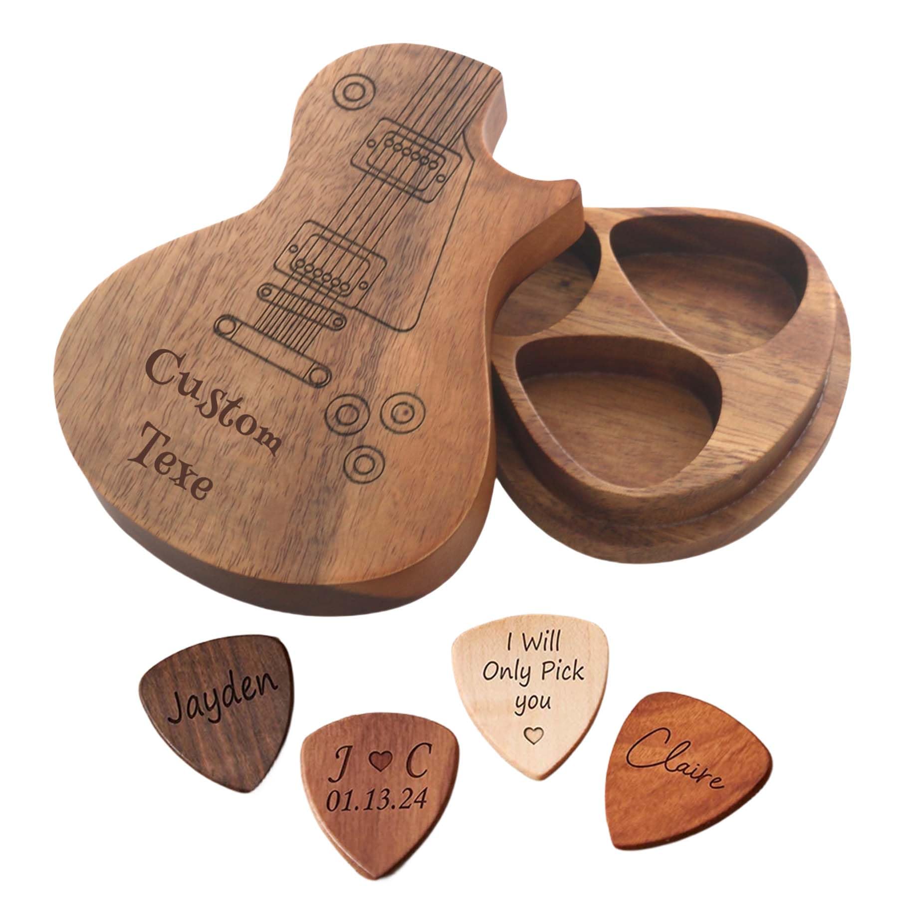 Amazon.com: Personalized Guitar Picks Custom Guitar Pick Box Holder ...