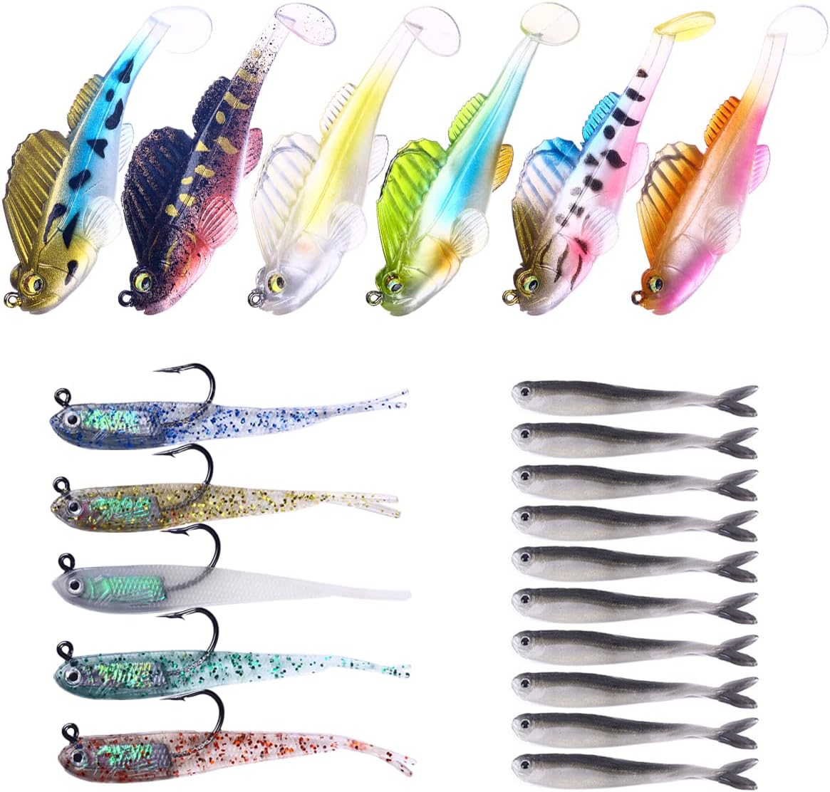 Amazon.com : HENGJIA Pre-Rigged Hook Fishing Lures Dark Sleeper ...