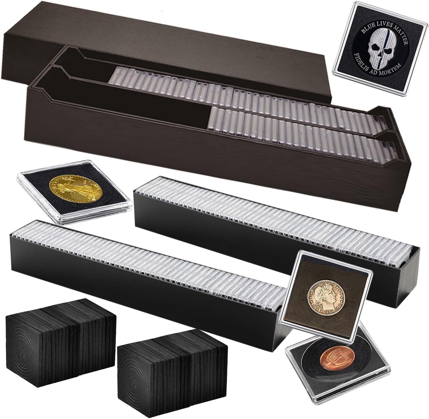 Amazon.com : XYZsundy Coin Capsule Coin Snap Holder 2 x 2 Inch Half ...