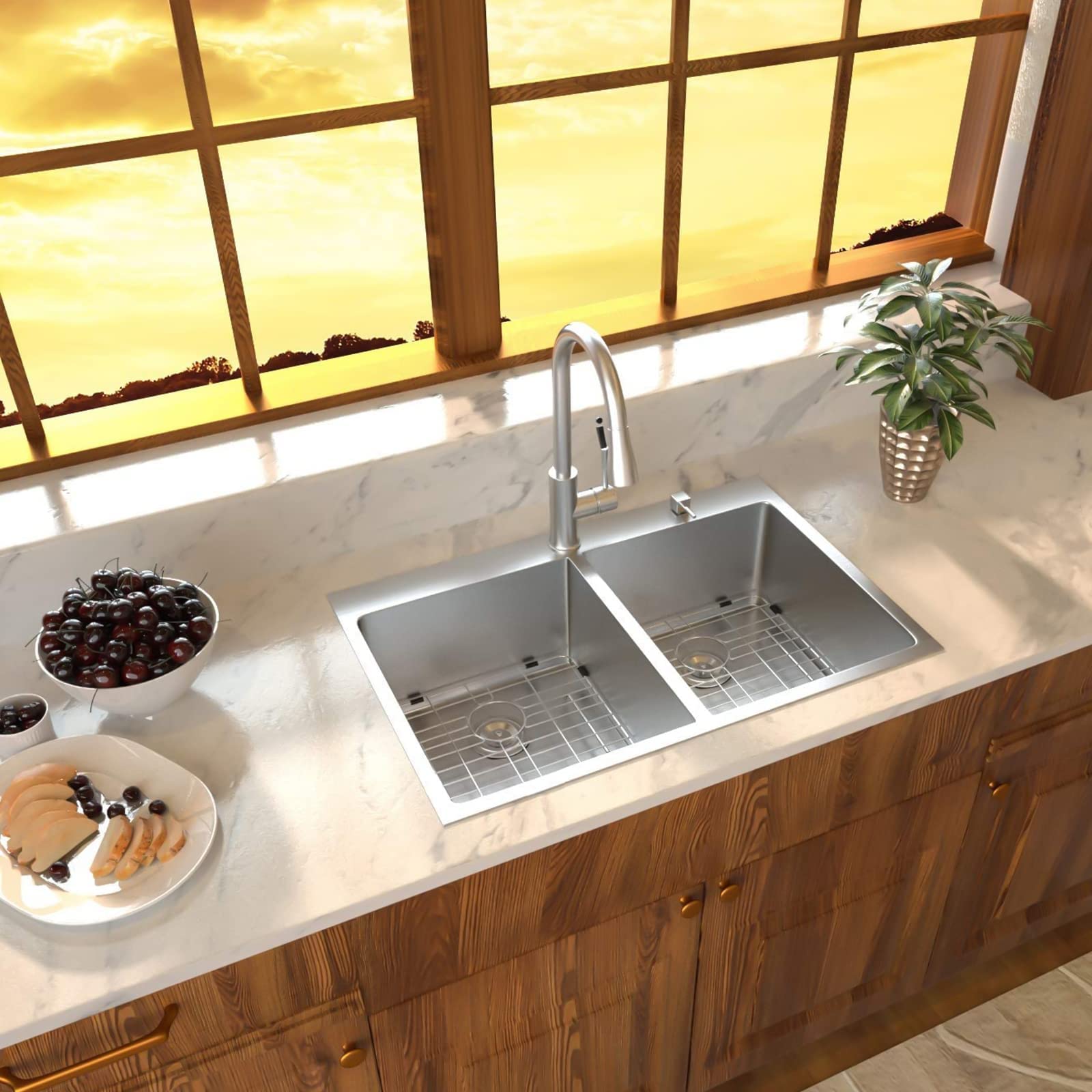 Snapklik.com : 33 Drop Kitchen Sink Double Bowl - 33 X 22 Inch Kitchen ...