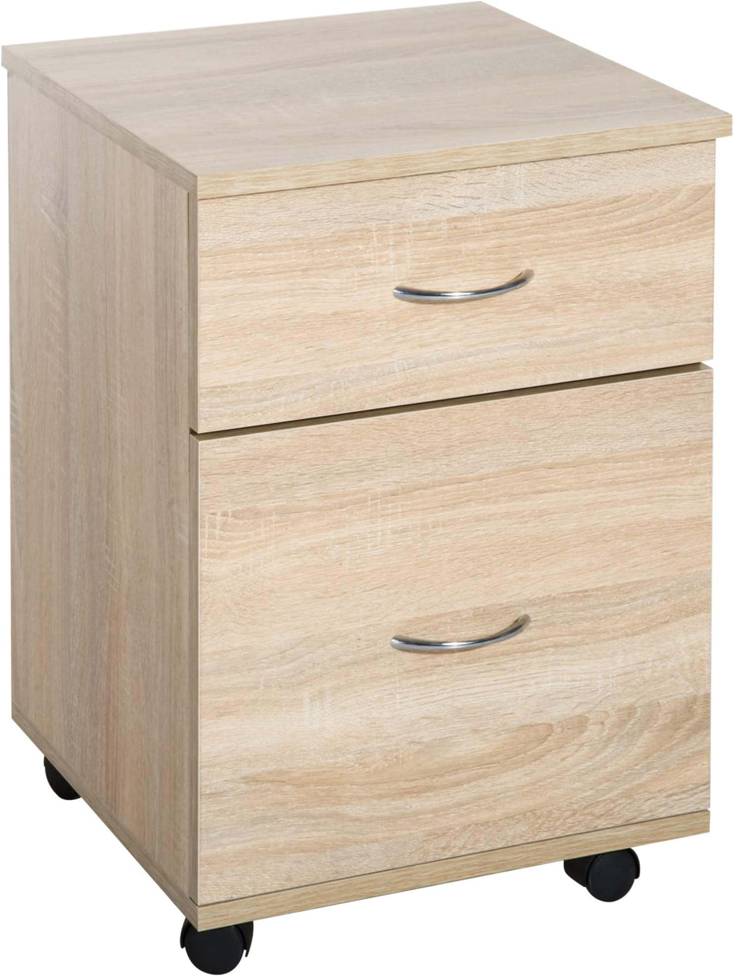 HOMCOM 2 Drawer Filing Cabinet with Wheels, Mobile File Cabinet for ...
