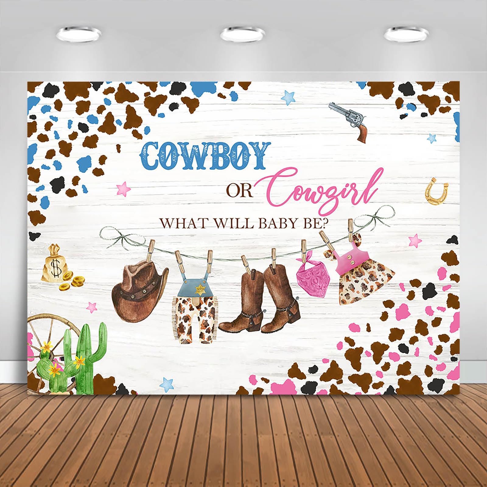Amazon.com : Fitumiw Western Gender Reveal Backdrop 7x5ft Cowboy or ...