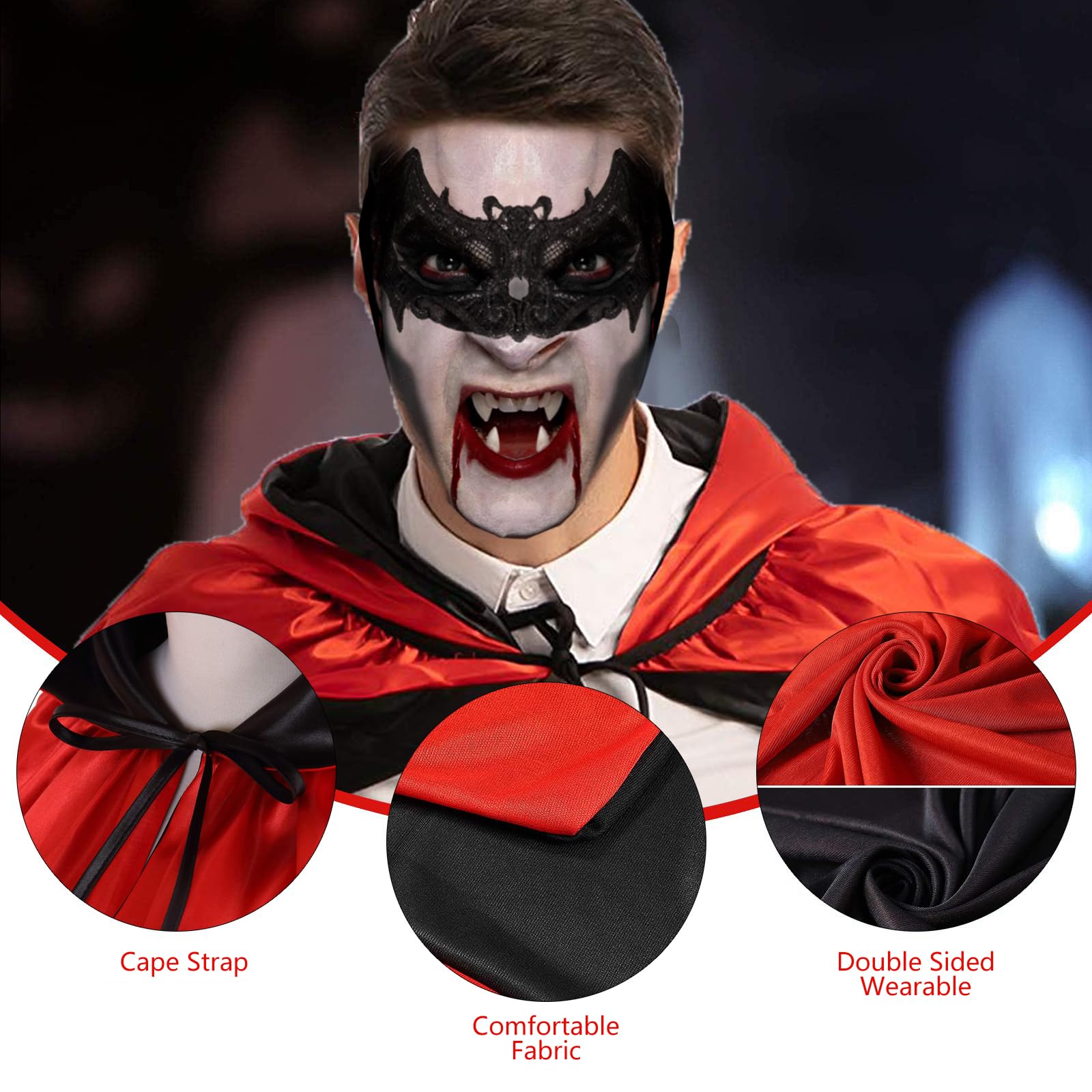Ctxtqtdt Vampire Cape Adult Kids 120 cm, Unisex Halloween Vampire ...