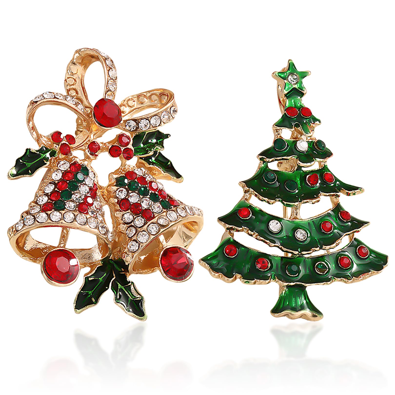 2Pcs Christmas Brooches,Christmas Pin Badges,Rhinestone Christmas Tree ...