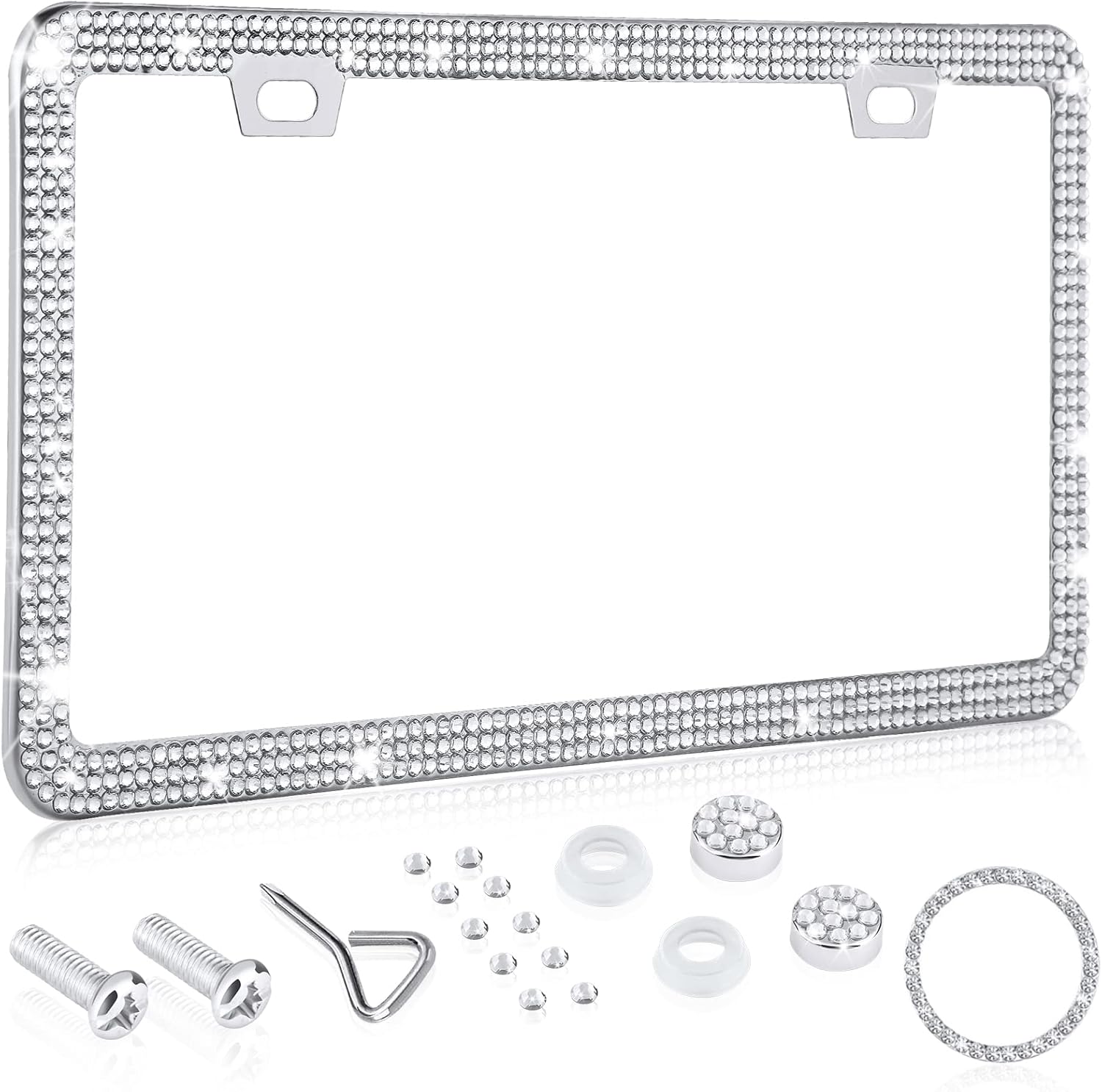 Amazon.com: 1 Pack Bling License Plate Frame with Car Engine Start Stop ...