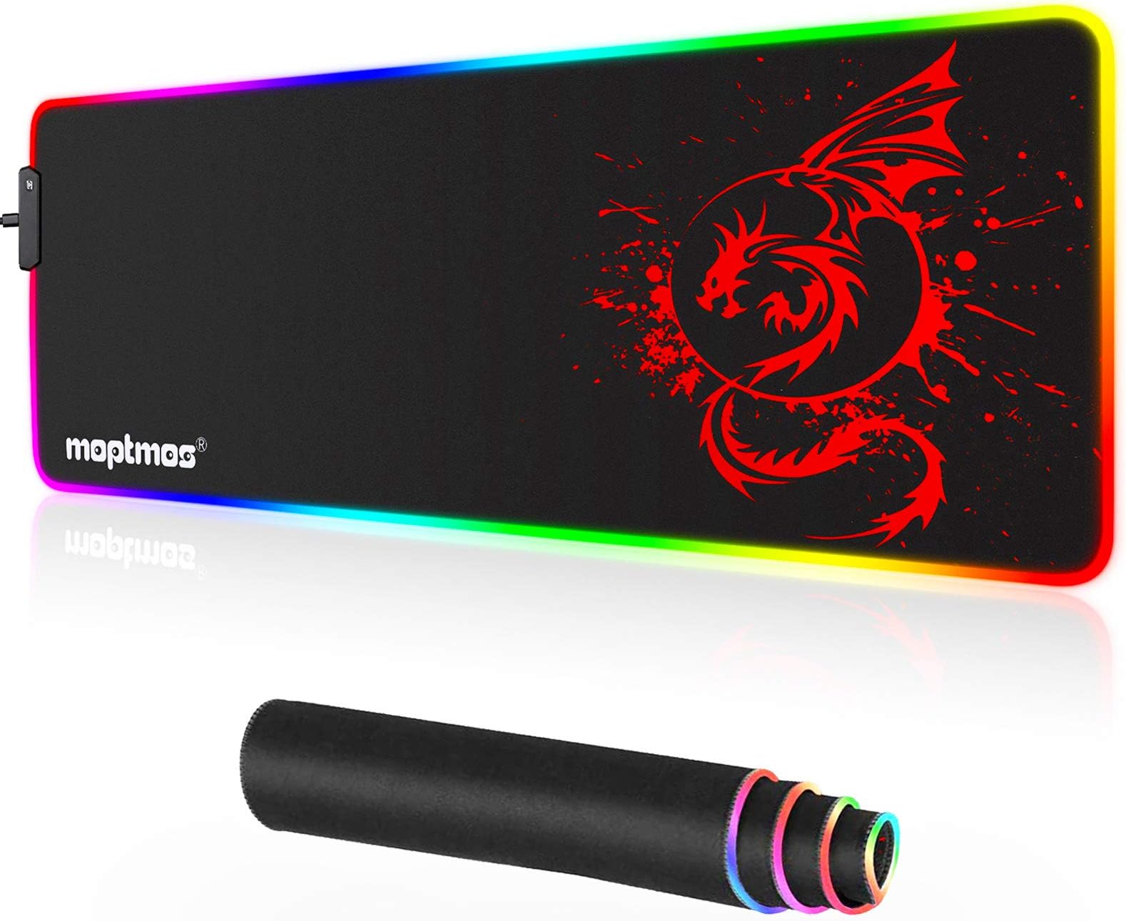 RGB Gaming Mouse Pad Anime Dragon Mousepad Mat LED with 15 Lighting ...