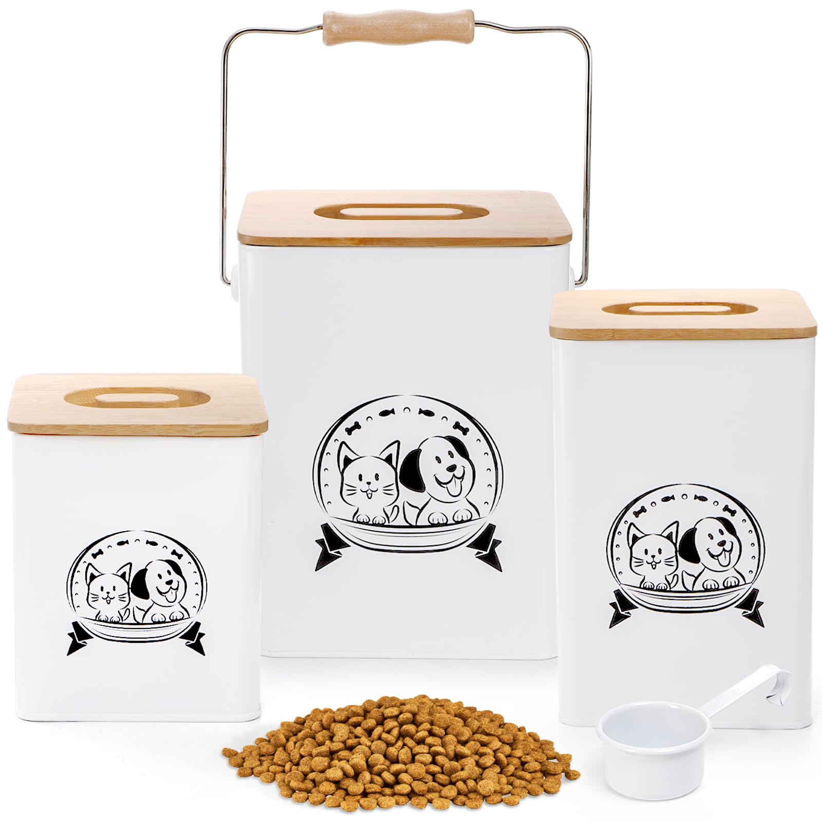Amazon.com: Lawei Dog Food Storage Container Set of 3, Metal Pet Treat ...