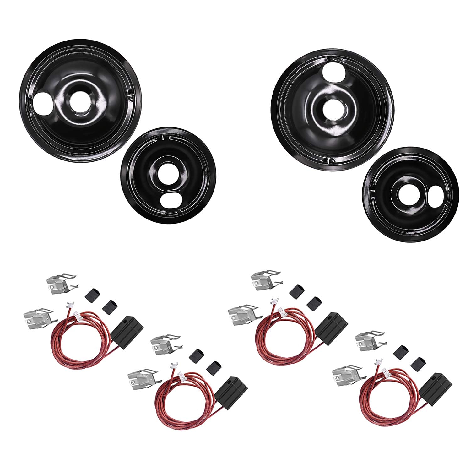 Amazon.com: Drip Pans 2 WB31M20 6" and 2 WB31M19 8" Porcelain Drip Pans ...