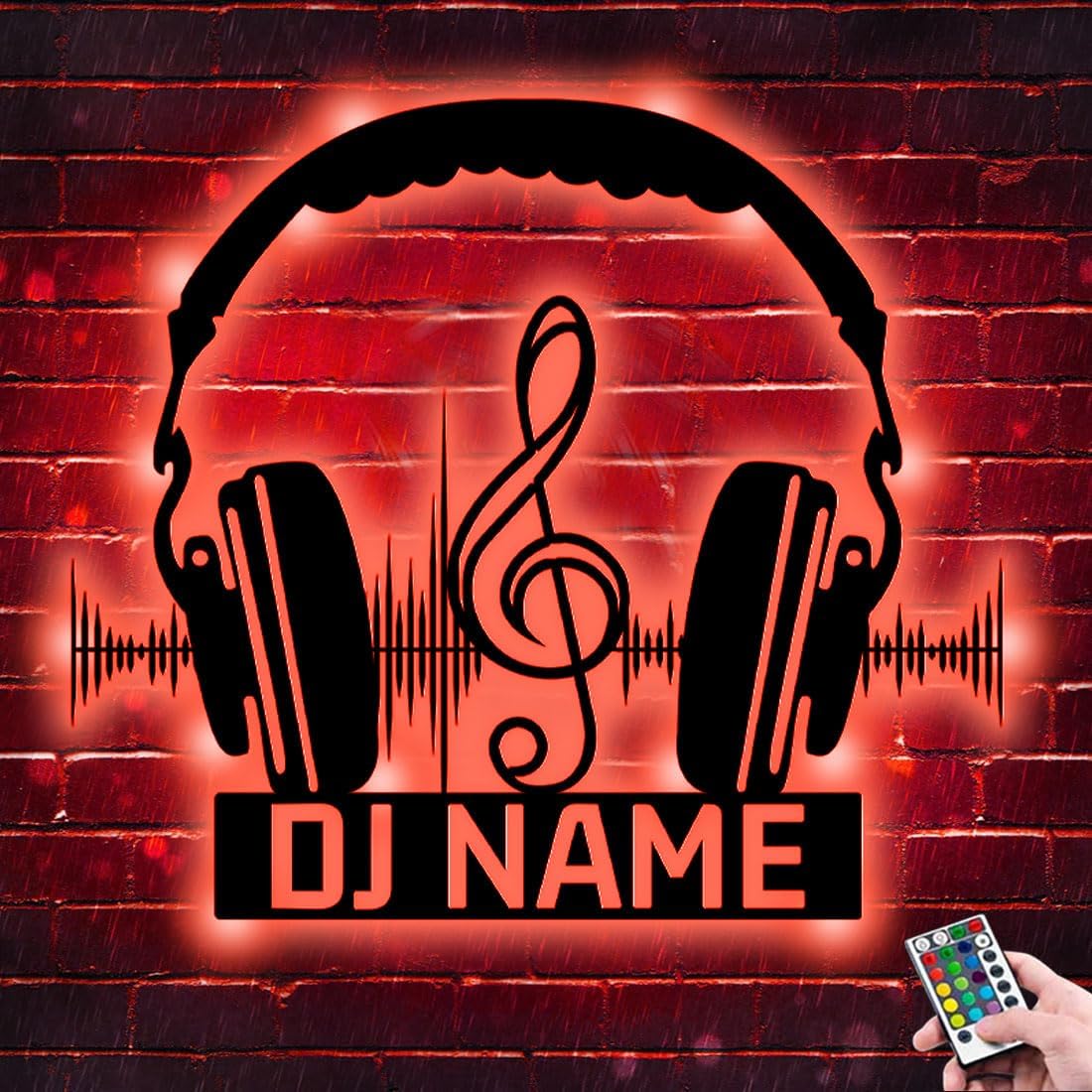 Personalized DJ Player Neon Sign, Custom Name DJ Disc Player Headphones ...
