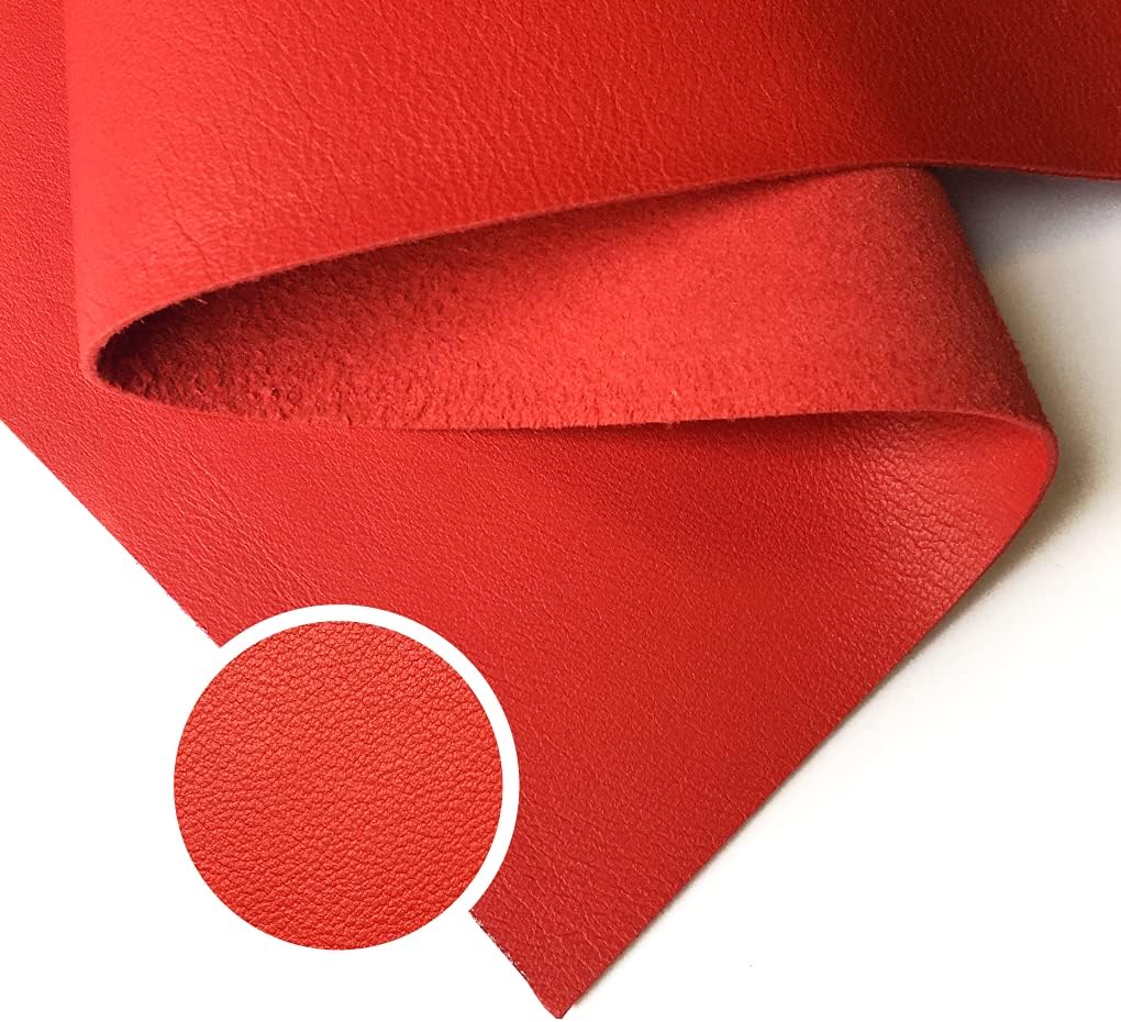 Amazon.com: Real Bright RED Leather Material: Genuine True Red Lambskin ...