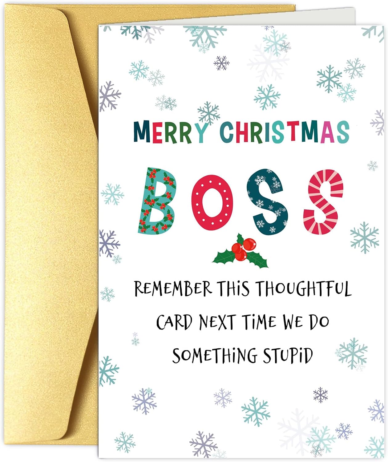 Amazon.com : Obbyidk Funny Boss Christmas Card from Team Group, Merry ...