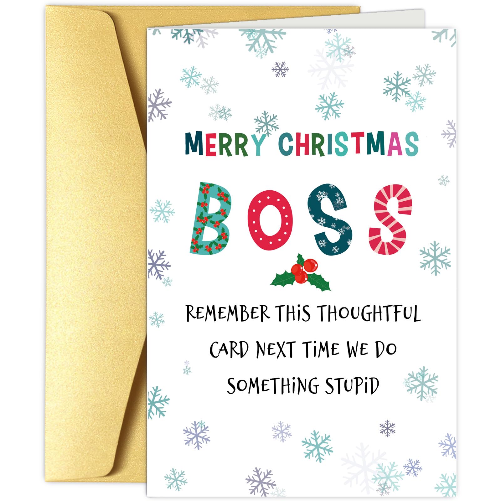 Amazon.com : Obbyidk Funny Boss Christmas Card from Team Group, Merry ...