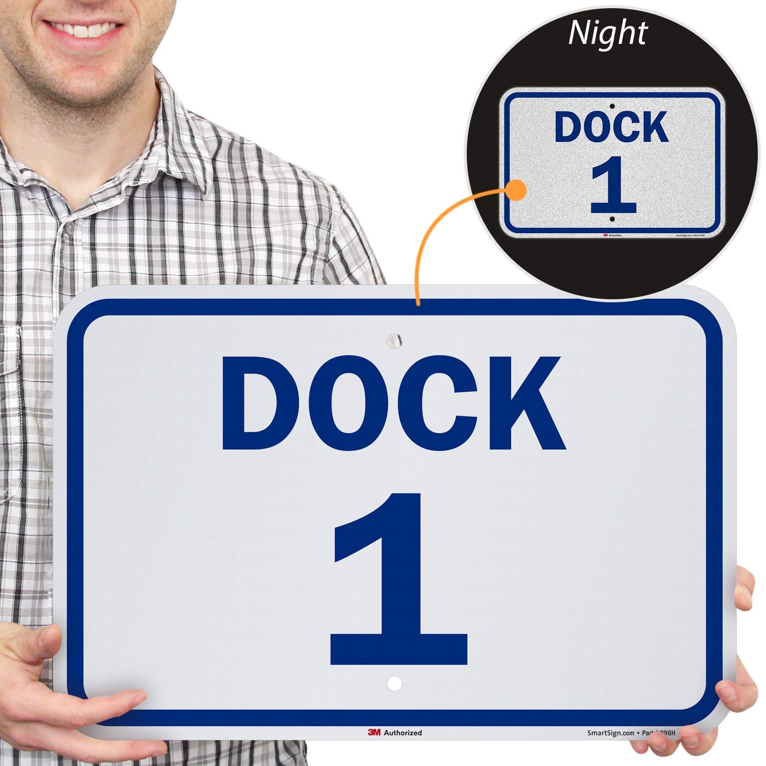 Amazon.com: SmartSign "Dock 1" Dock Number Sign | 12" x 18" 3M Engineer ...