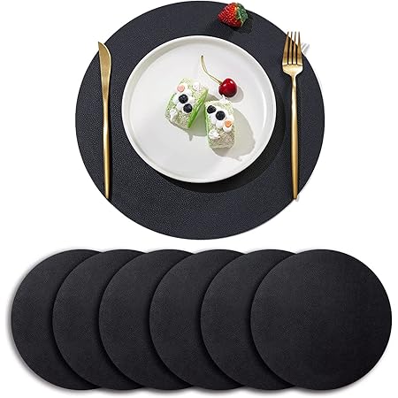 Amazon.com: ZEONHEI 15 Inch Round Braided Placemats Set of 10, Black ...